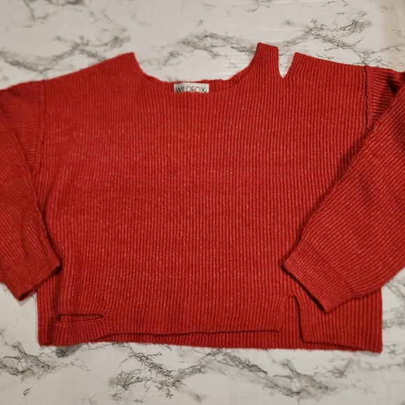 Wildfox | Sweaters | Wildfox Red Oversized Distressed Sweater | Poshmark
